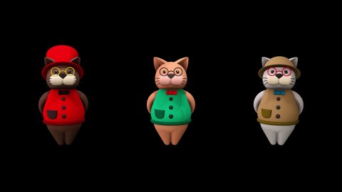 Animated Cute Cats Alpha Channel Each Stock Footage Video (100% Royalty ...