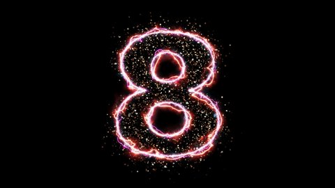 Electric Hot Fire Number 8 Reveal Stock Footage Video (100% Royalty ...