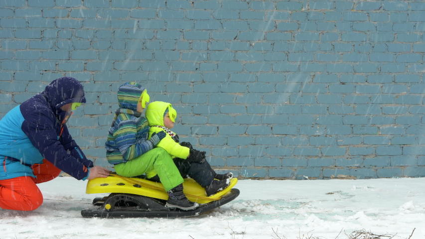 Two snowmen sledding image - Free stock photo - Public Domain photo ...