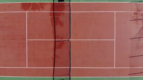 Tennis Court Aerial Perpendicular View Stock Footage Video (100% ...