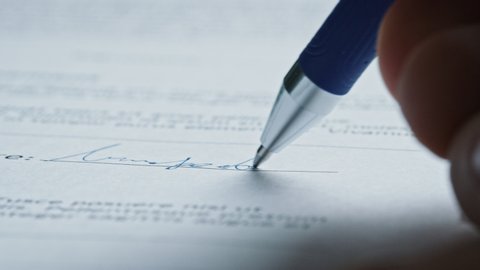 Person Signing Important Document Camera Following Stock Footage Video ...