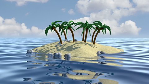 This Tropical Islet Cartoon Background Stock Footage Video (100% ...