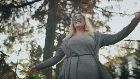 Happy Blonde Woman Plus Size Dance Stock Footage Video (100% Royalty ...