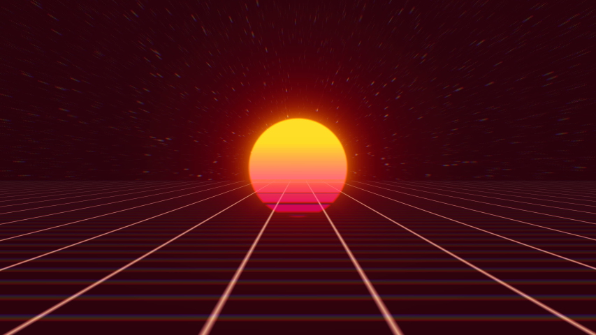 Retro Futuristic. Grid and sunset. 80s Retro Sci-fi background ...