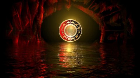 Animated 3d Scene Fantasy Fiery Cave Stock Footage Video (100% Royalty ...