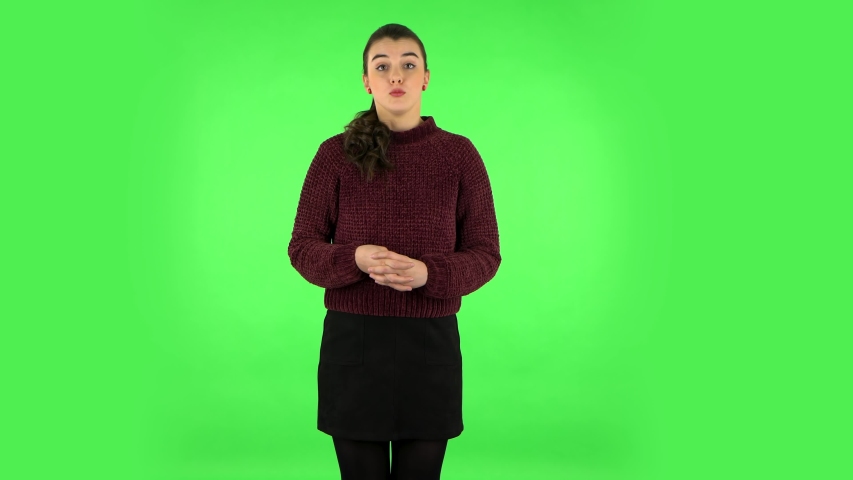 beautiful girl reporting tells interesting informations Stock Footage ...