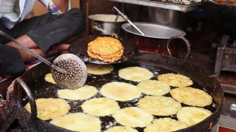 Indian Street Food Fried Jhangri Jalebi Stock Footage Video (100% ...