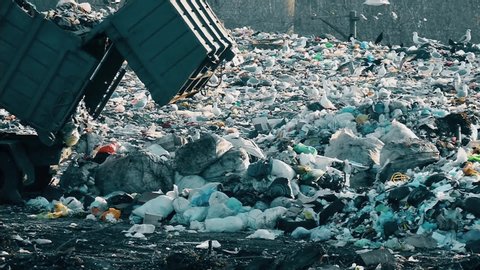 Landfill Trash Truck Spills Garbage Sunset Stock Footage Video (100% ...