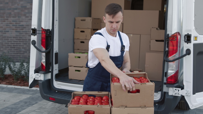 transportation food on truck delivering order Stock Footage Video (100% ...