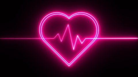 Neon Light Heartbeat Symbol Abstract Background Stock Footage Video ...