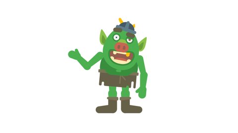 Troll Character Waving Hand Smiling Alpha Stock Footage Video (100% ...