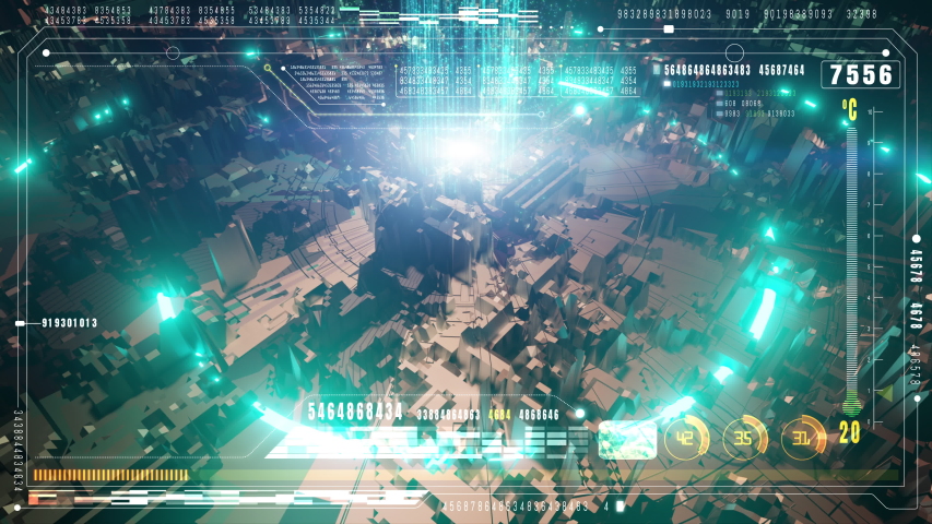 Futuristic 3D HUD conceptual animation, background for video intro ...
