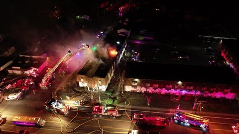 Aerial View Fire Trucks Apparatus On Stock Footage Video (100% Royalty ...