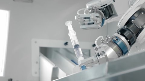 Robotic Arm Makes Injection Chemotherapy Medicine Stock Footage Video ...