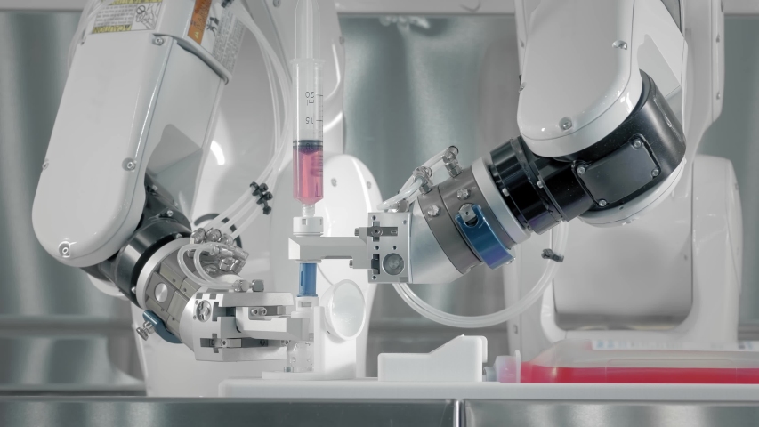 robotic arm makes injection chemotherapy medicine Stock Footage Video ...
