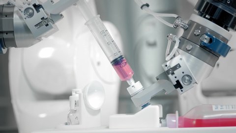 Robotic Arm Makes Injection Chemotherapy Medicine Stock Footage Video ...