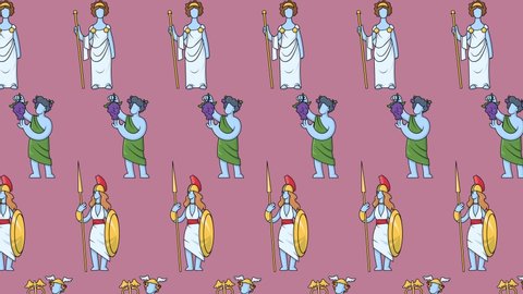 Seamless Animated Pattern Ancient Greek Gods Stock Footage Video (100% ...