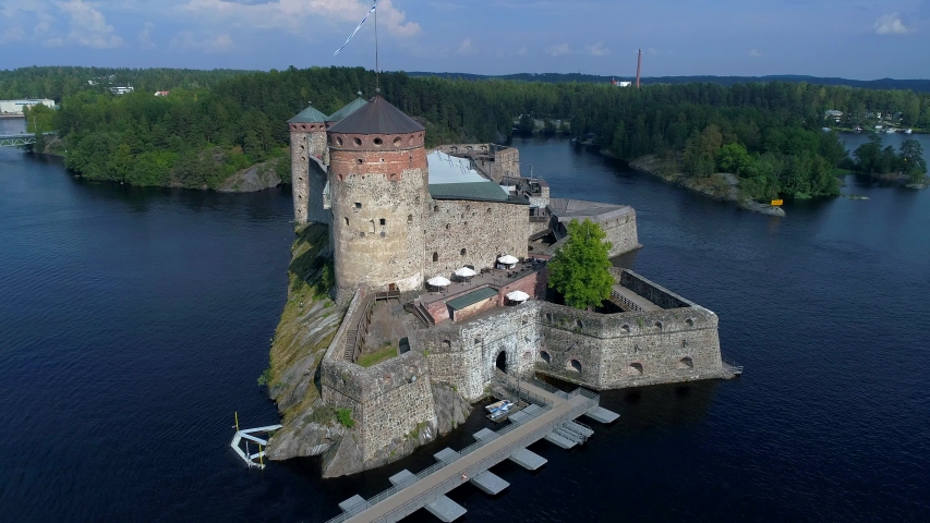 old swedish fortress olafsborg olavinlinna close-up Stock Footage Video ...