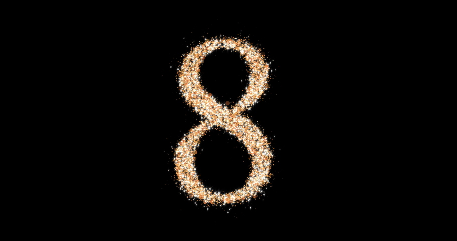 Gold Glitter Number 8 Loop Figure Stock Footage Video (100% Royalty ...
