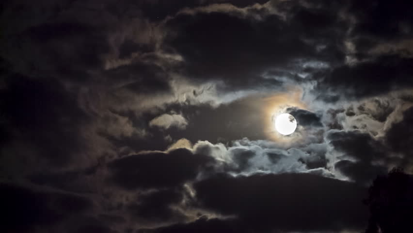full moon cloudy night very detailed Stock Footage Video (100% Royalty ...