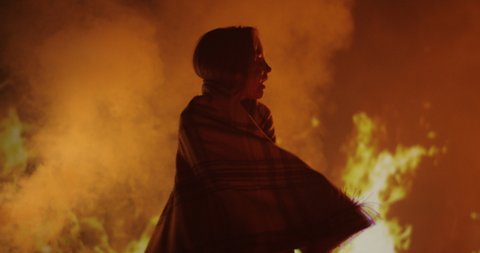 Medium Shot Girl Trapped Fire Crying Stock Footage Video (100% Royalty ...