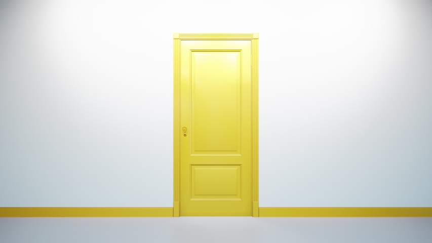 yellow classic design door opening green Stock Footage Video (100% ...