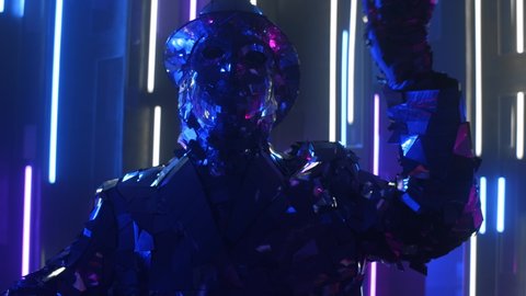 Diamond Man Steel Suits Dancing Metal Stock Footage Video (100% Royalty ...