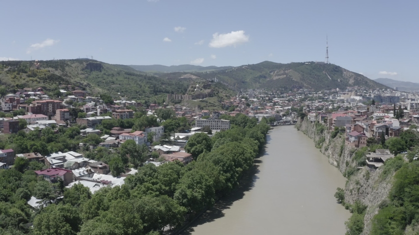 Aerial View of Kura River Stock Footage Video (100% Royalty-free ...