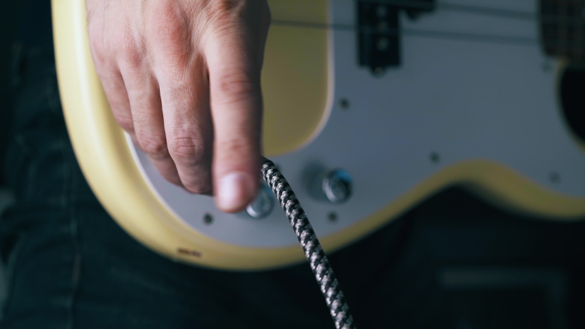 cu professional bassist checks quarter-inch jack Stock Footage Video ...