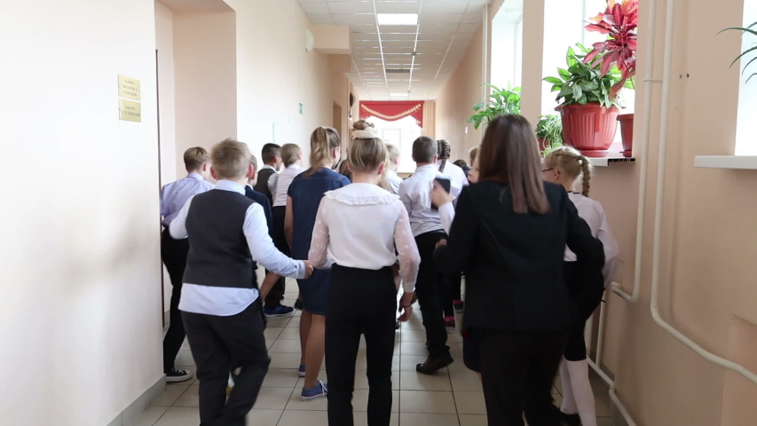 Students Run Down the Corridor Stock Footage Video (100% Royalty-free ...