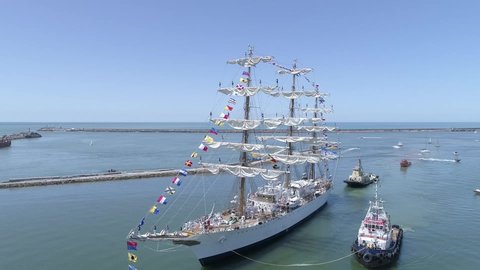 Aerial Plan Freedom Frigate Arriving Port Stock Footage Video (100% ...