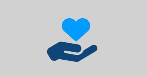 Animated Blue Hand Heart Icon Animation Stock Footage Video (100% ...
