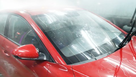 Red Car Washing Cleaning Car Using Stock Footage Video (100% Royalty ...