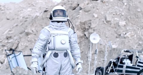 Caucasian Astronaut Nasa Full Space Armor Stock Footage Video (100% ...