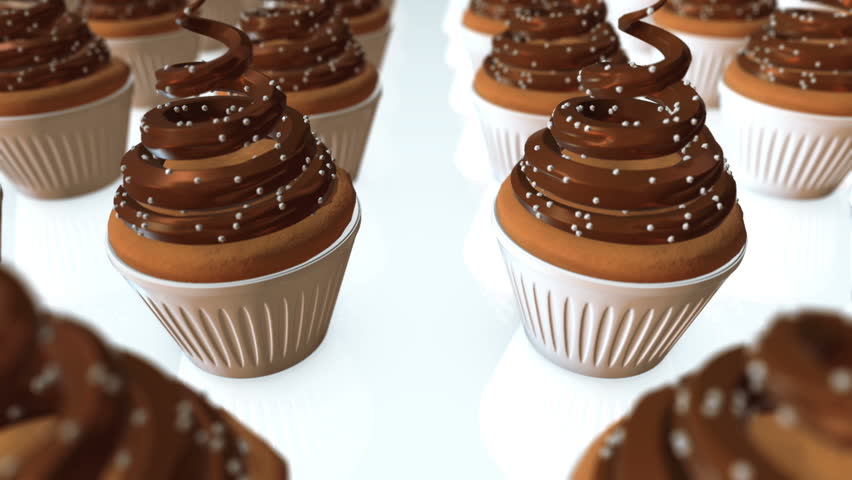 animation slow motion cupcakes chocolate glaze Stock Footage Video (100 ...