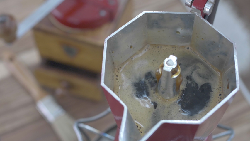 red coffee boiler boiling machine home Stock Footage Video (100% ...