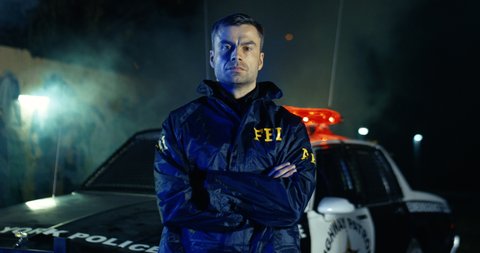 Portrait Handsome Caucasian Fbi Agent Uniform Stock Footage Video (100% ...
