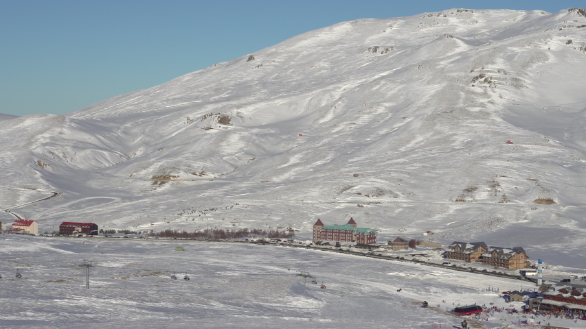 mountain landscape snow buildings road on Stock Footage Video (100% ...