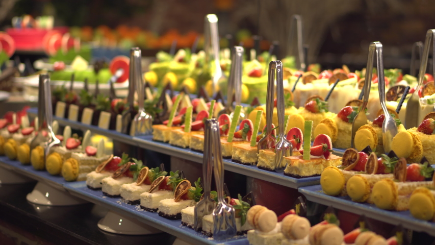 sweet desserts all-inclusive hotel restaurant meals Stock Footage Video ...