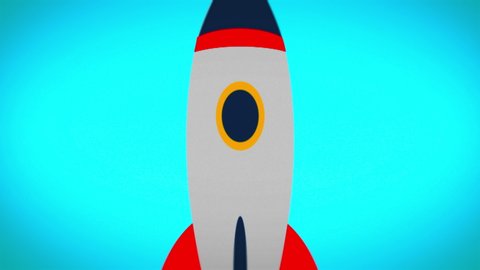 Animated Cartoon Rocketship Launching Into Space Stock Footage Video ...