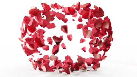 3d Heart Explosion On White Background Stock Footage Video (100% ...