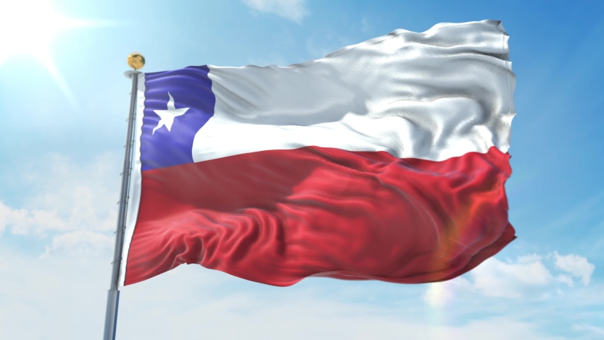 chile flag waving wind against deep Stock Footage Video (100% Royalty ...