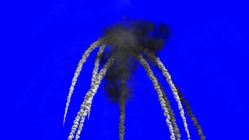 explosion sky on blue green screen Stock Footage Video (100% Royalty ...