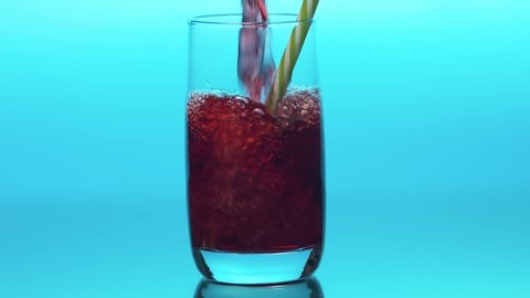 Close Red Juice Pouring Into Glass Stock Footage Video (100% Royalty ...