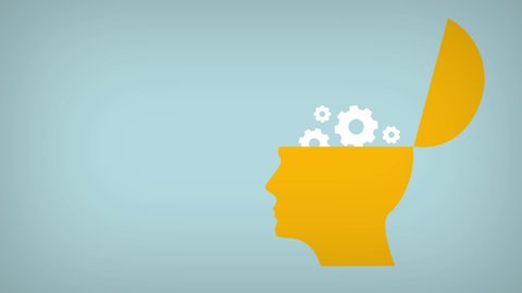 Thinking Head Animation Blue Background Stock Footage Video (100% ...