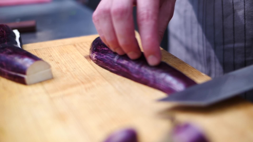 Vegetable Being Sliced Chopped Into Small Stock Footage Video (100% ...