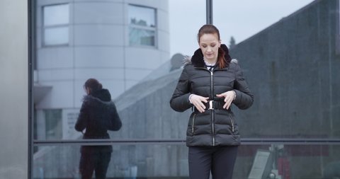 Business Woman Taking Off Jacket Outside Stock Footage Video (100% ...
