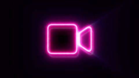 Pink Neon Video Camera Sign Blinks Stock Footage Video (100% Royalty ...