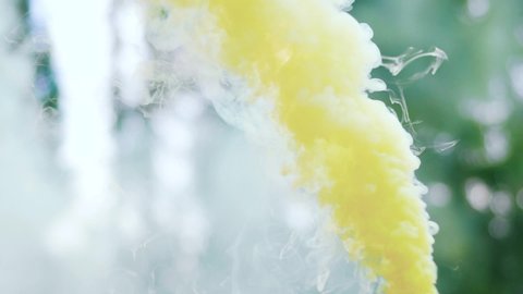 Yellow Smoke Bomb Burning Hand On Stock Footage Video (100% Royalty ...