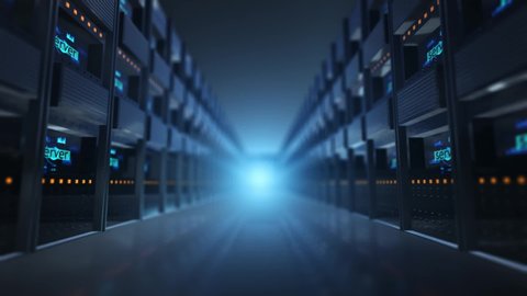 Data Center Multiple Rows Fully Operational Stock Footage Video (100% ...